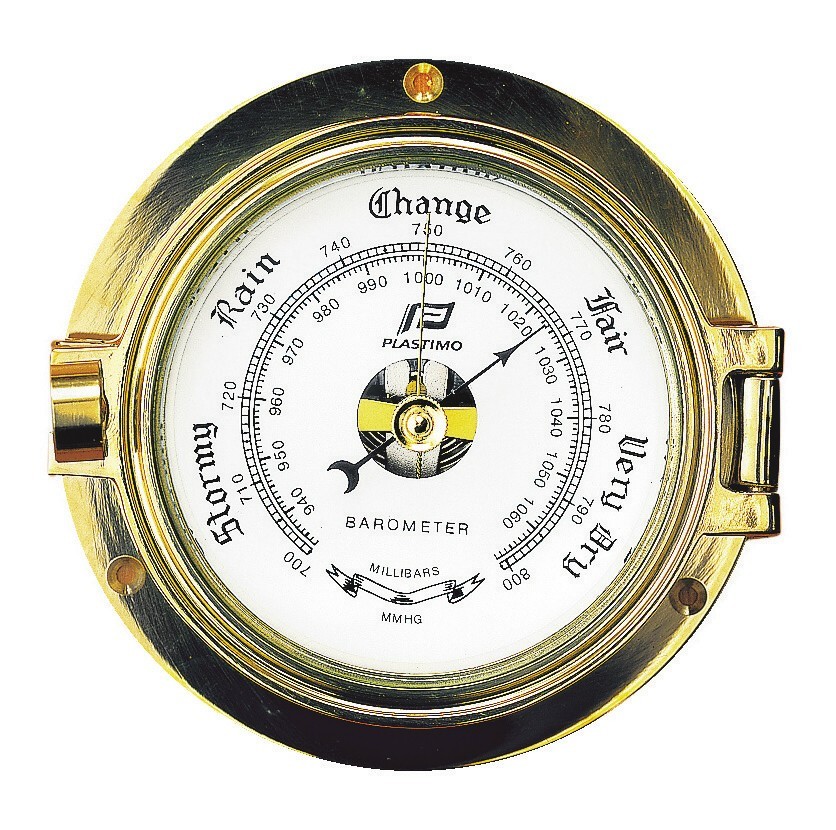Plastimo 4.5" dial marine aneroid barometer in solid brass case